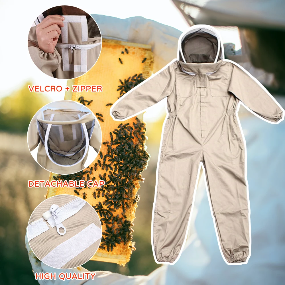 Full-Body-Beekeeping-Clothes-Professional-Bee-Keeping-Suit-With-Leather-Glove-Ventilated ...