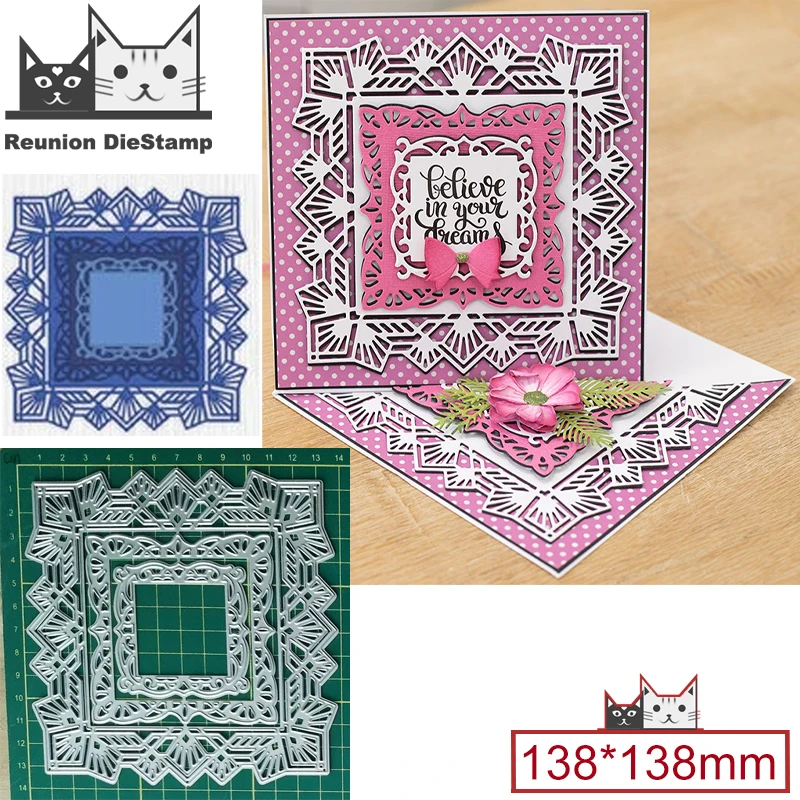 The Milan Set Includes 3 Dies Square Lace Frame 2022 New Arrival Metal ...