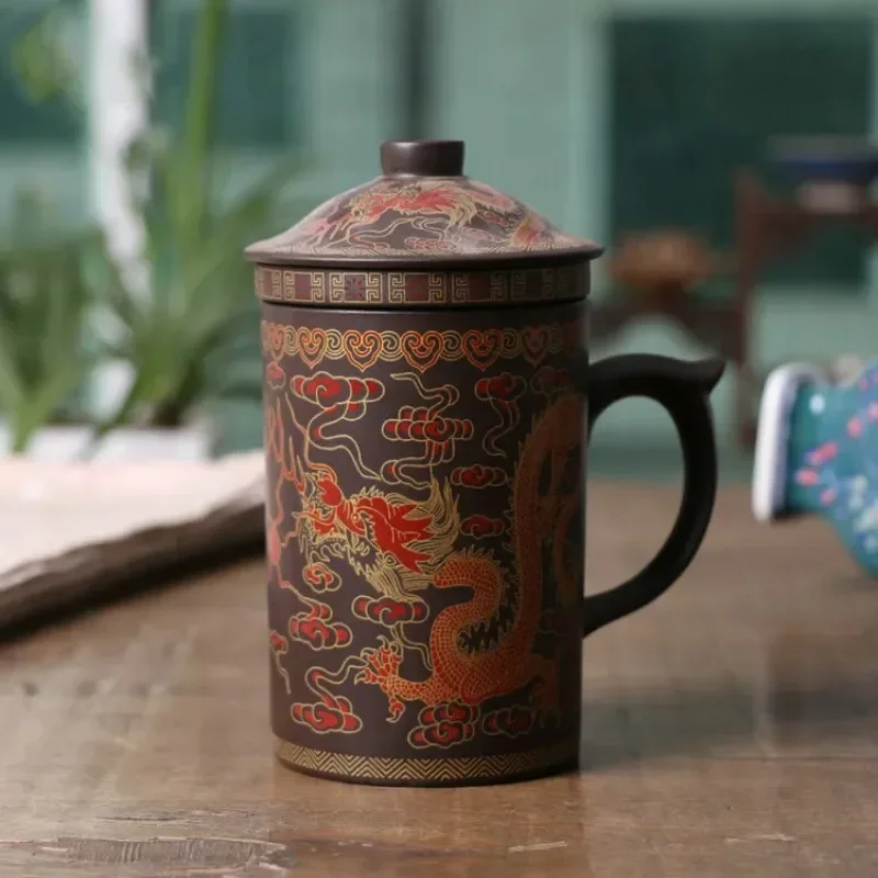 300ML-Chinese-Yixing-Tea-Cup-Purple-Clay-Dragon-and-Phoenix-Tea-Pot ...