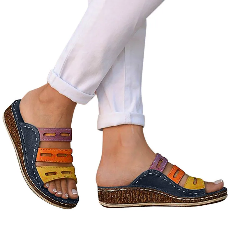 Chanclas de colores variados para mujer, a la moda de costura sandalias ...