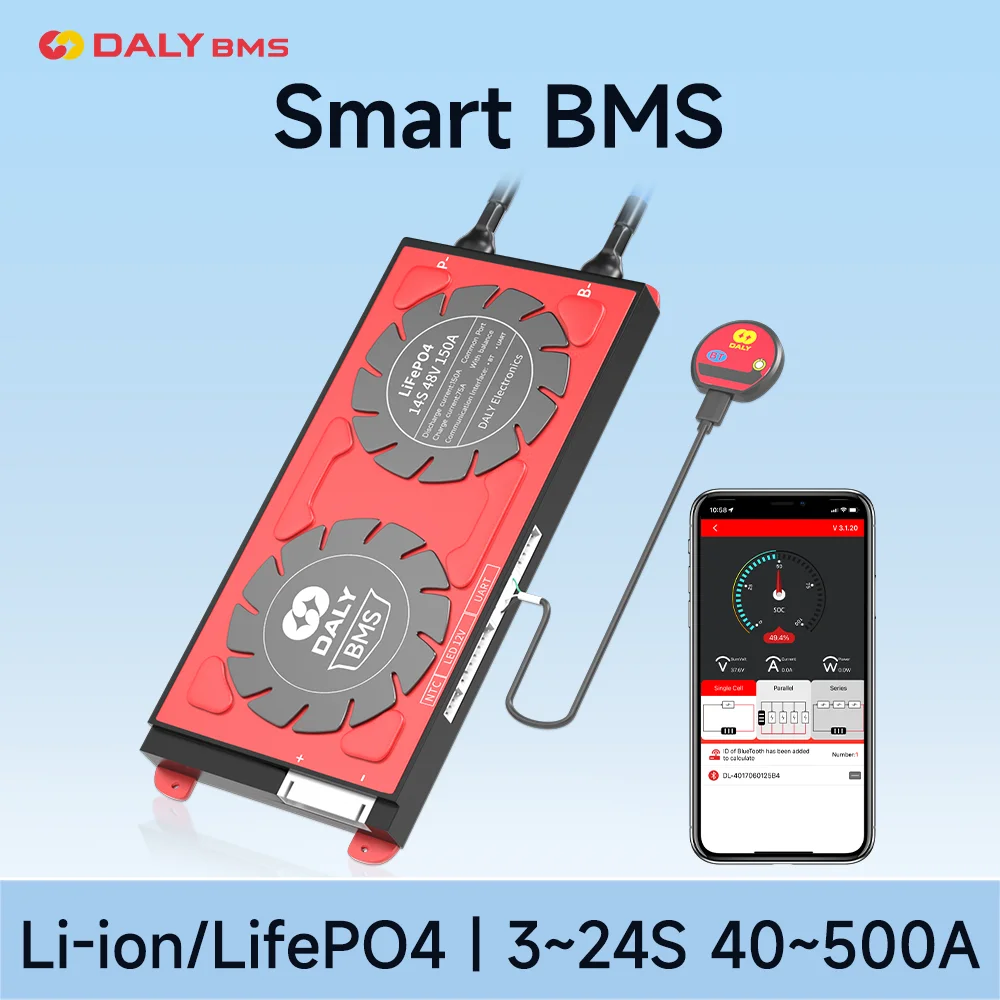 Daly Smart LifePO4 BMS 4S 12V 16S 48v 24V 36V 60V 72V 20S 80A 3S 7S 8S 10S 12S 13S 24S RS485 ...