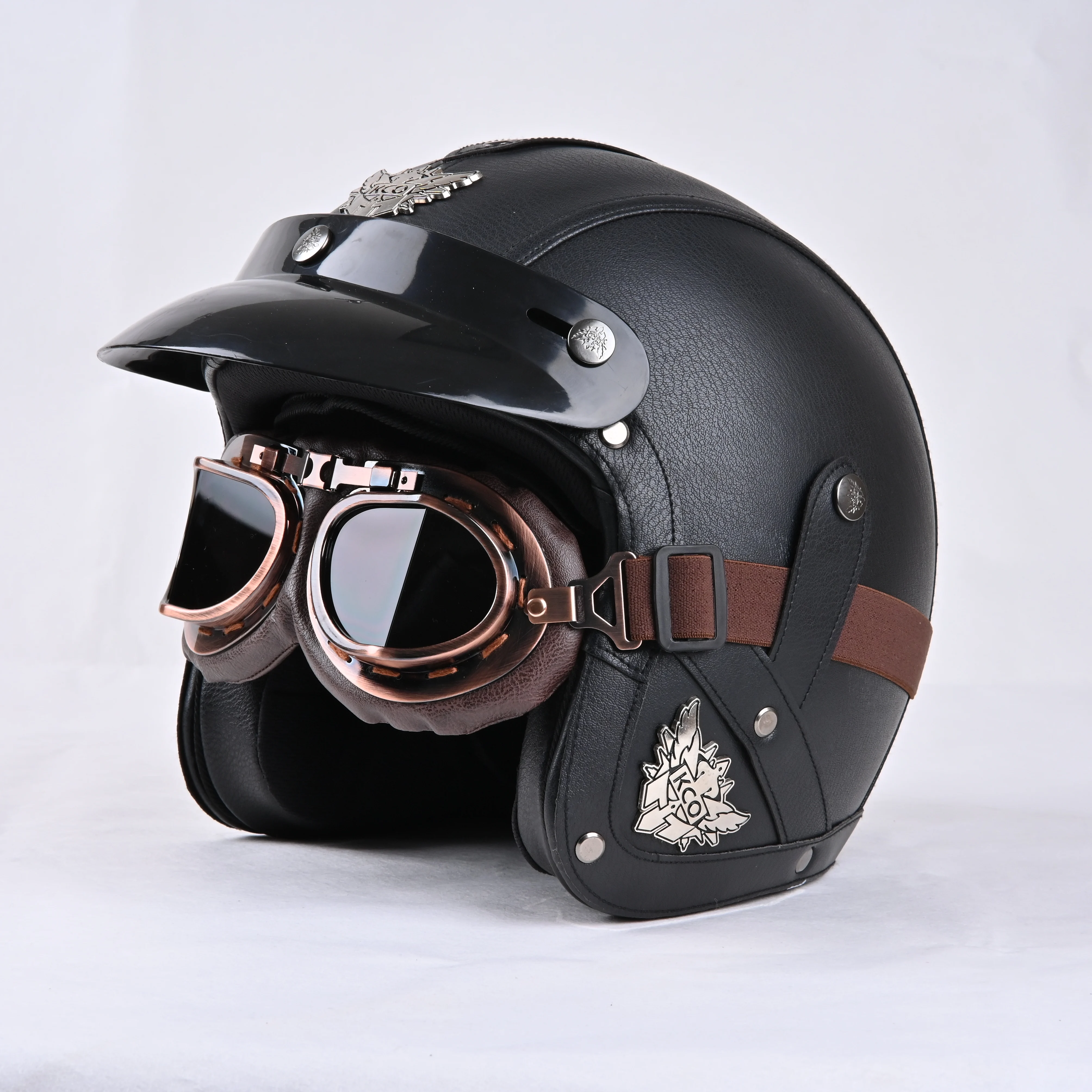Vintage-helmet-Motorcycle-Vintage-helmet-capacetesPU-Leather-open-face ...