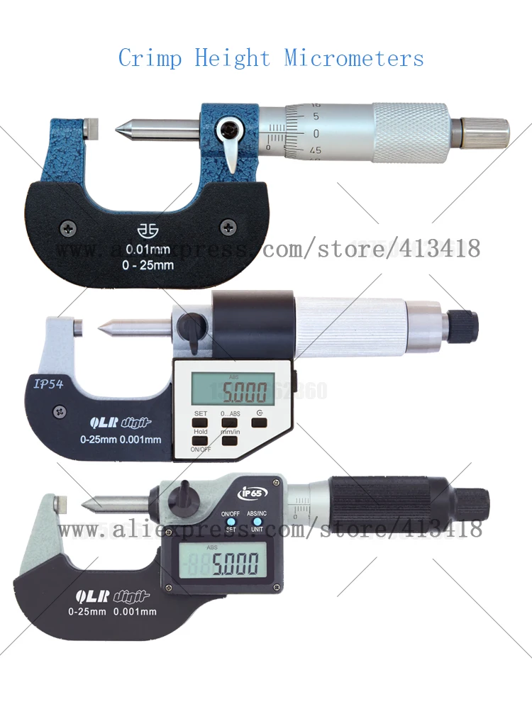 QLR Crimp Height Micrometers 0-25mm 25-50mm 0.001mm Measuring Drills ...