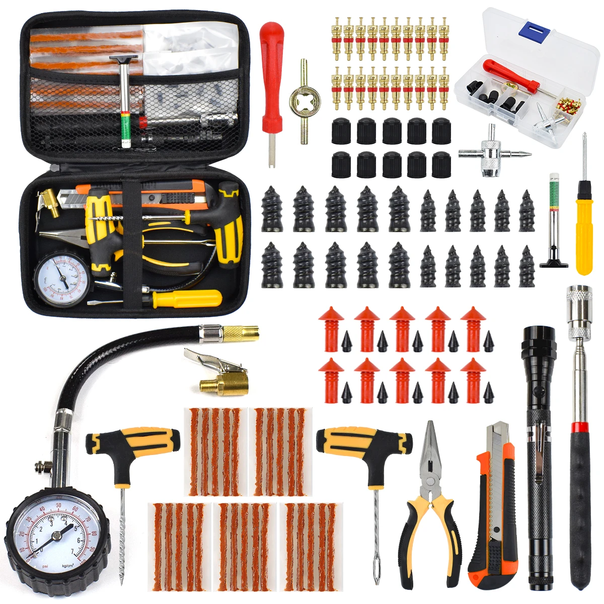 Car Tire Repair Kit Tubeless Tyre Puncture Studding Tool Set Motorcycle ...