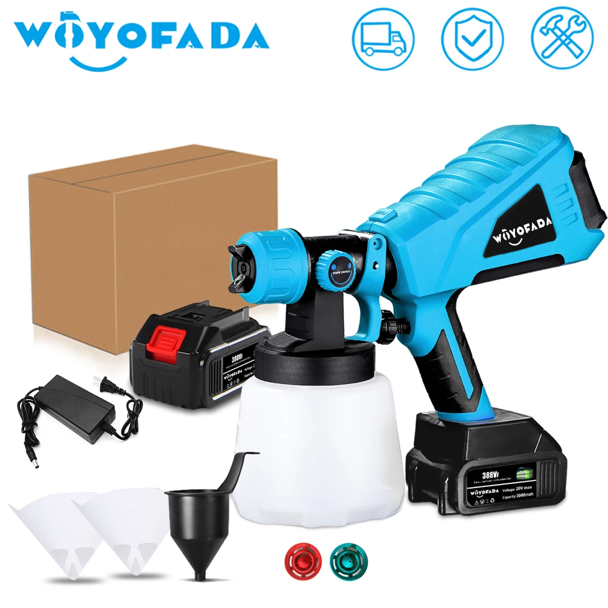 Blue Cordless Electric Spray Gun With Battery Household Disinfection ...