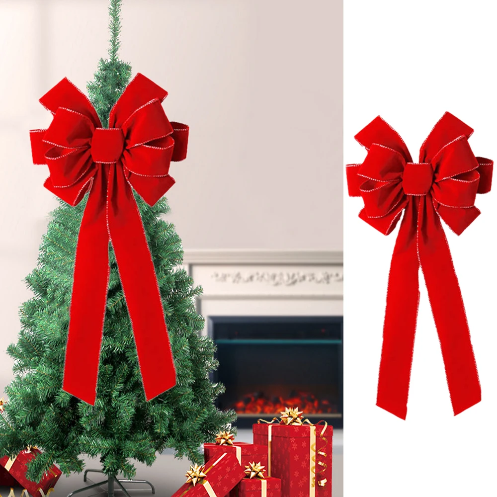 Lazos-navide-os-rojos-decoraciones-para-exteriores-rbol-de-Navidad ...