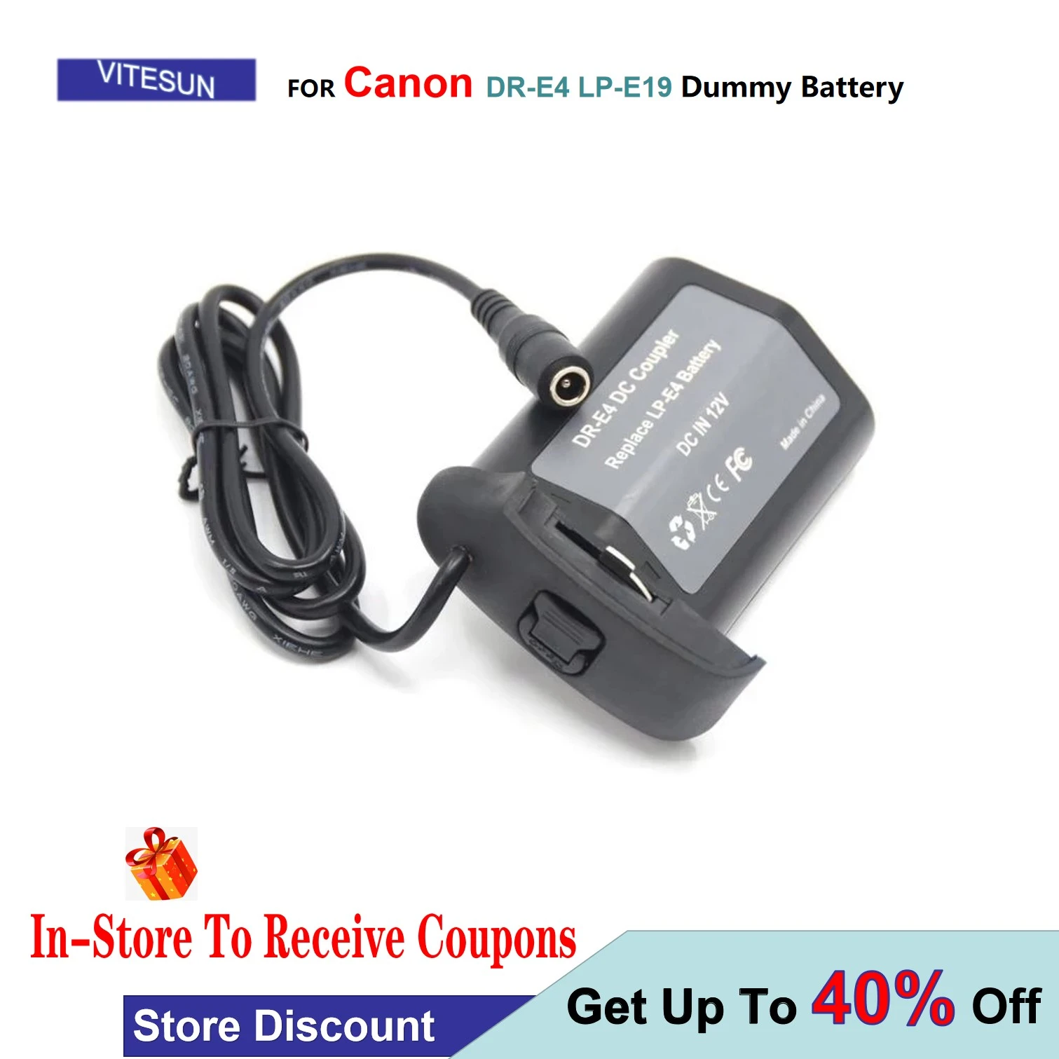 DR E4 DC 커플러 LP E19 LP E4 LP E19 LP E4 더미 배터리, 캐논 EOS 1DC 1D X 1D Mark III 1D Mark IV 1Ds Mark ...