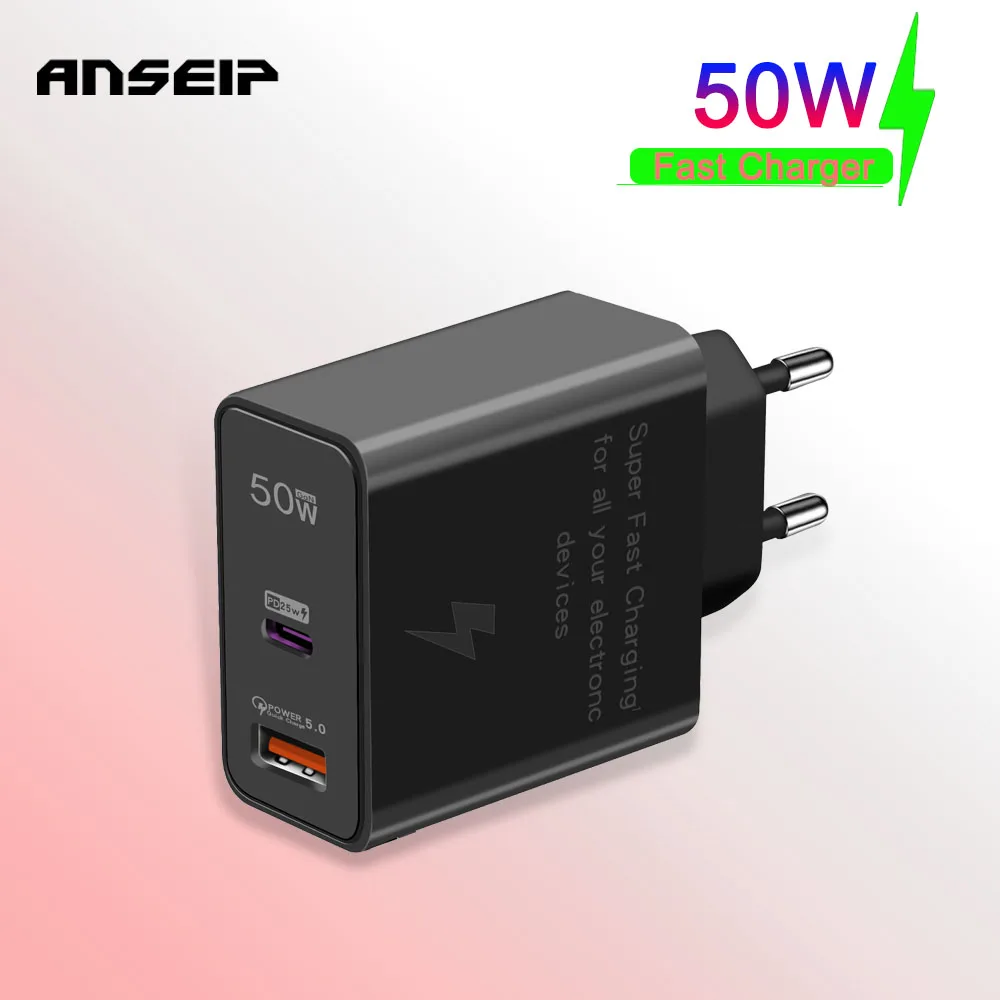 ANSEIP-50W-Charger-2-Ports-Dual-PD-USB-Type-C-Charge-QC5-0-Fast ...
