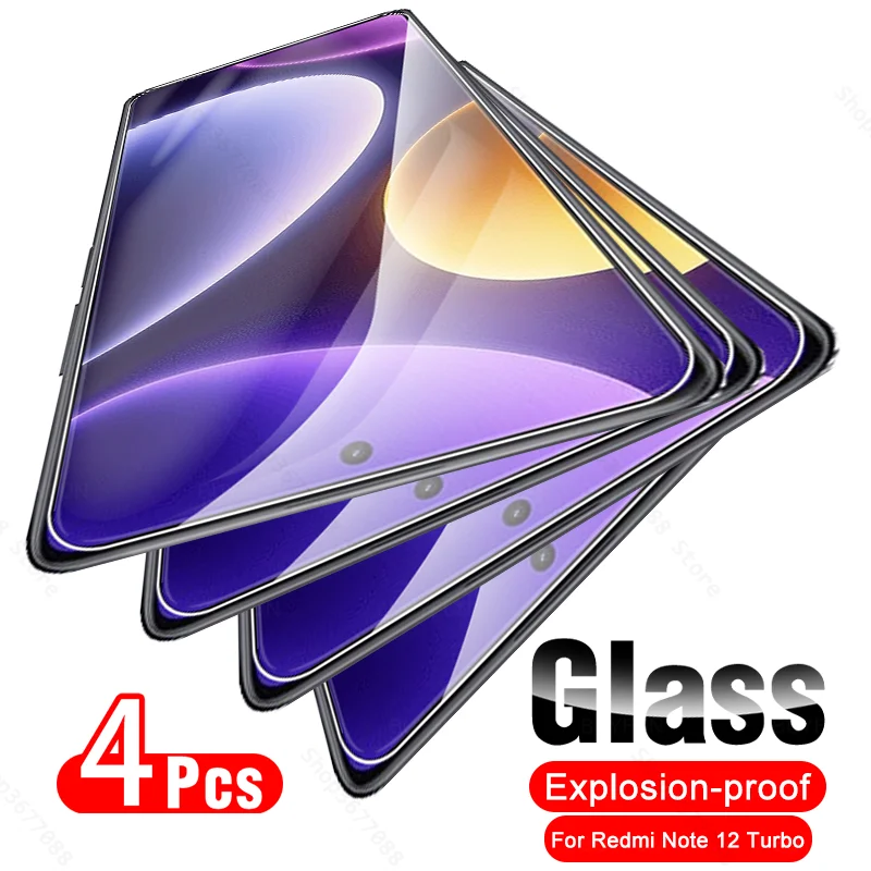 4pcs For Xiaomi Redmi Note 12 Turbo 5G Screen Protector Tempered Glass ...