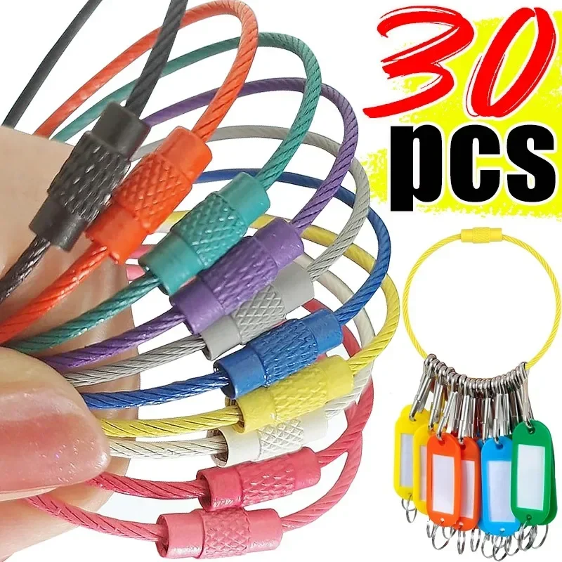 Multiple-Colors-Stainless-Steel-Wire-Keychain-Ring-Key-Keyring-Circle ...