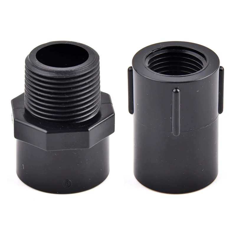 Conector directo de PVC negro, rosca macho/hembra de 1/2 "3/4" 1 "a 20 ...