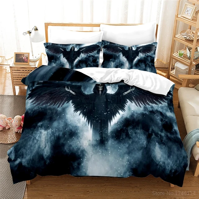 Spooky Elegance: 3D Skull Human Skeleton Duvet Cover Set