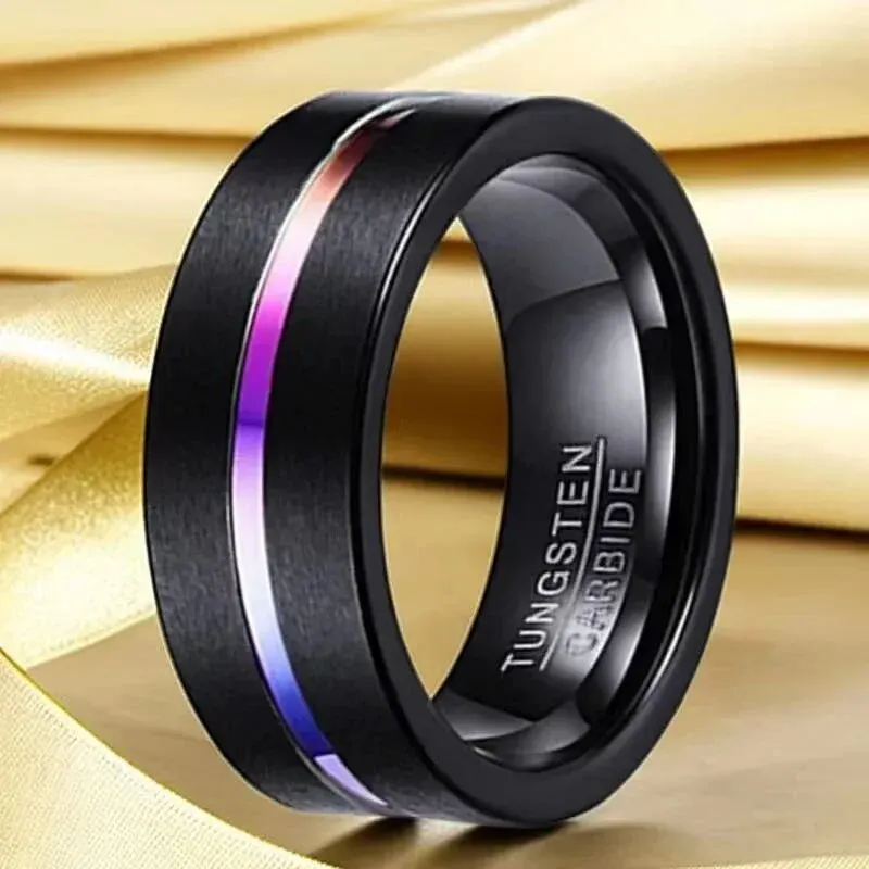 Men-Stainless-Steel-Black-Rainbow-Color-8mm-Titanium-Steel-Ring ...