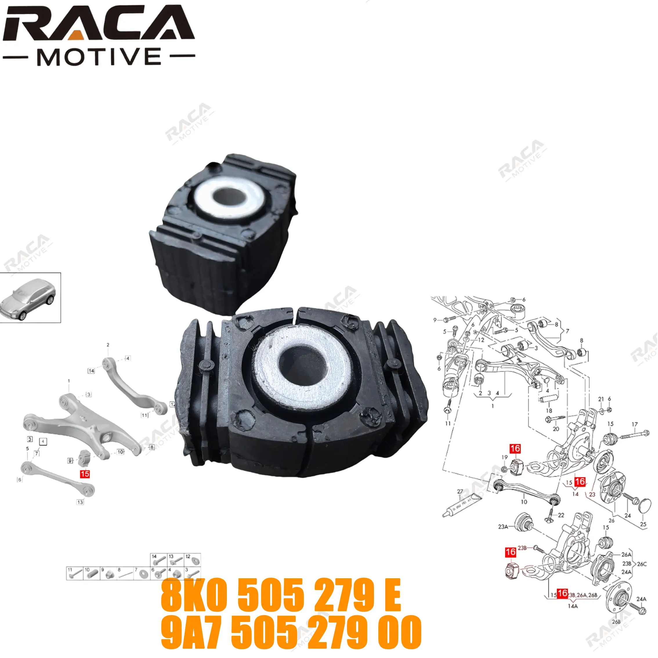 Rear Axle Trailing Arm Bushing for Porsche Macan 95B Audi A4 B8 A5 A6 ...