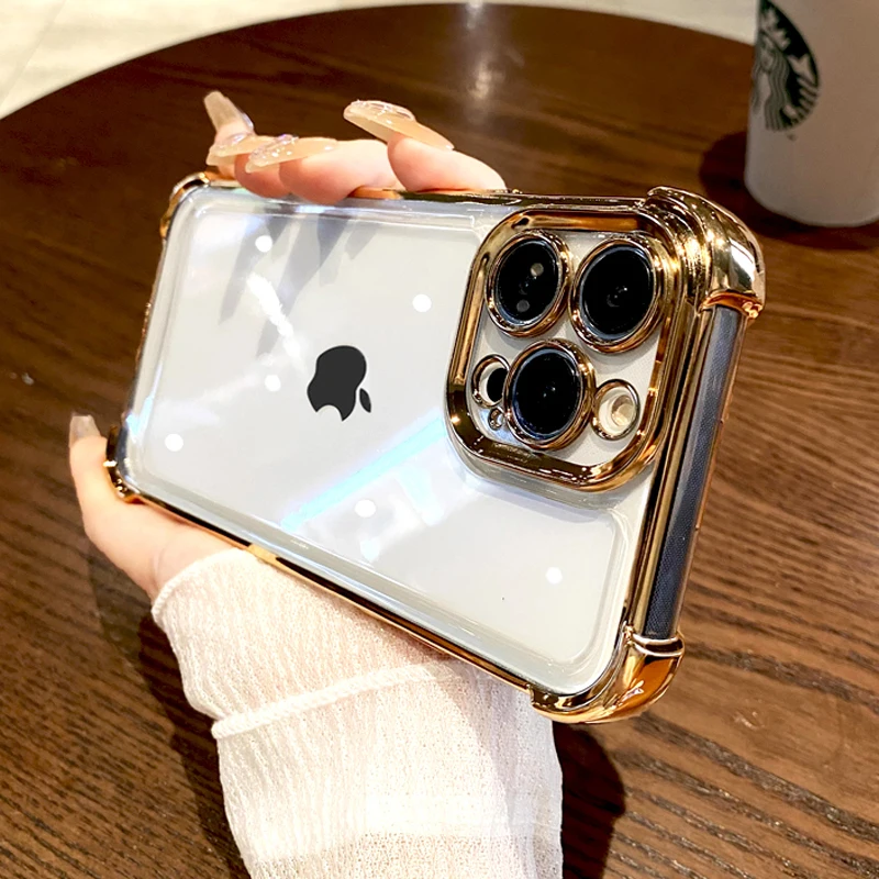 Shockproof-Armor-Transparent-Plating-Case-For-iPhone-16-15-14-13-12-11 ...