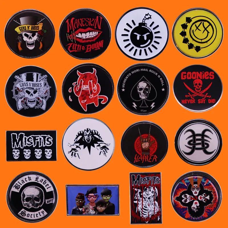 Punk Rock Music Enamel Pin Fashion Jewelry Decorate Badges Band Cartoon ...