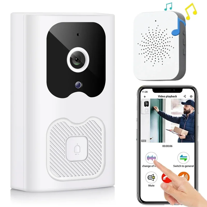 Smart-Visual-Doorbell-WiFi-HD-Video-Doorbell-Night-Vision-IP-Door-Bell ...