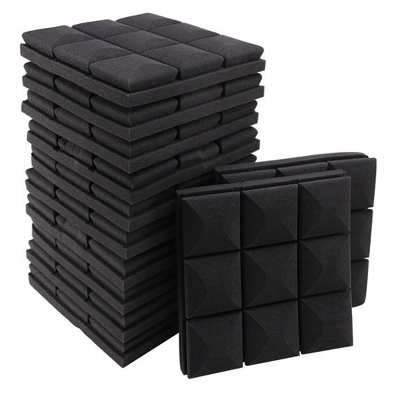 24-Pack-Black-Acoustic-Foam-Panels-2X12x12inch-Mushroom-Sound ...