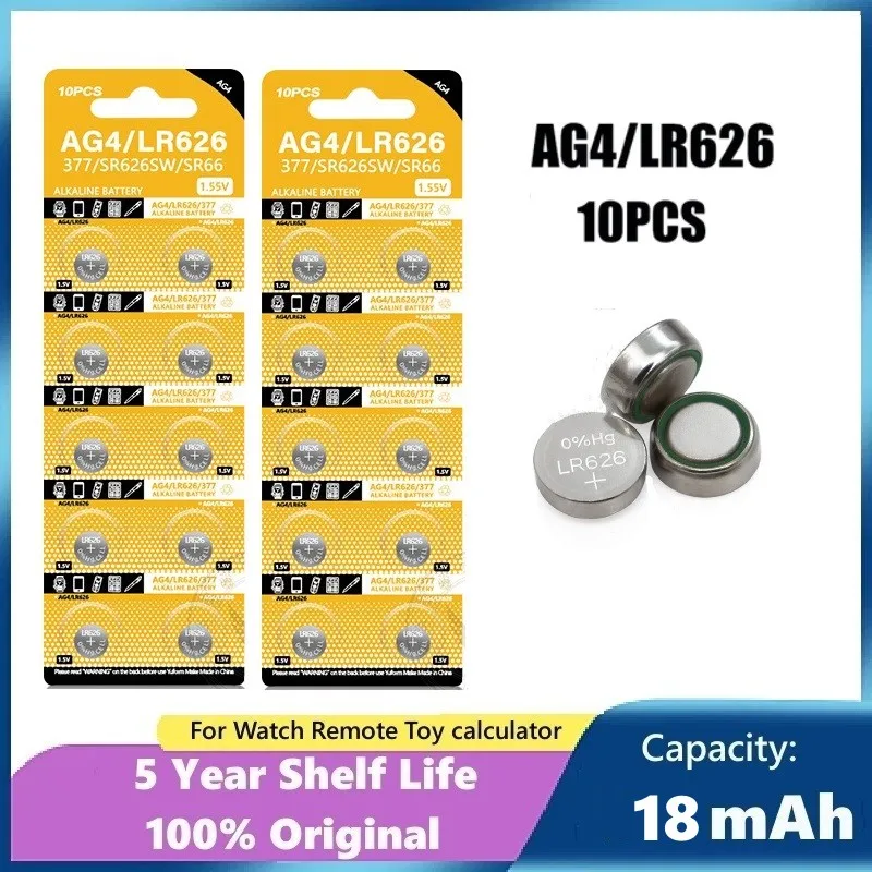 AG4 LR626 377 Button Batteries SR626 177 Cell Coin Alkaline Battery 1 ...