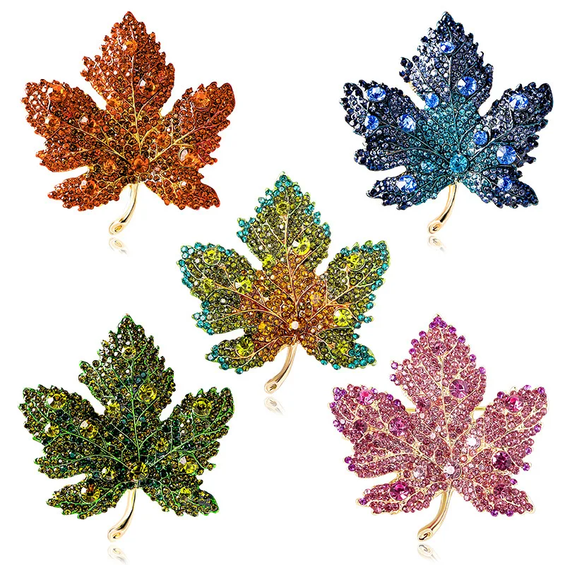 Vintage-Large-Rhinestone-Red-Maple-Leaf-Brooches-For-Women-Men-Suit ...