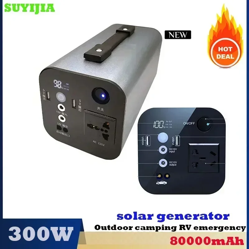 Portable-Power-Station-80000mAh-Outdoor-Solar-Generator-300W-Backup ...