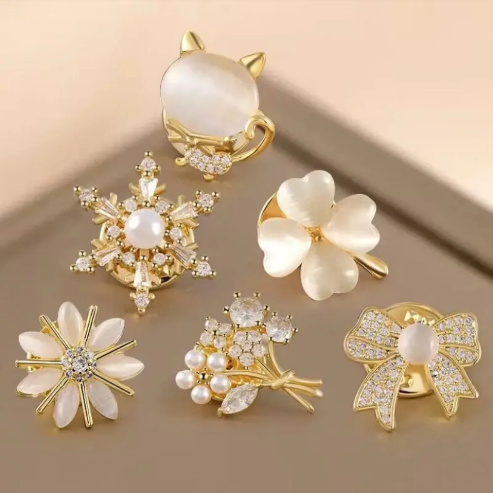 Cute Sweet Opal Stone Flower Pearl Brooches for Women Exquisite ...