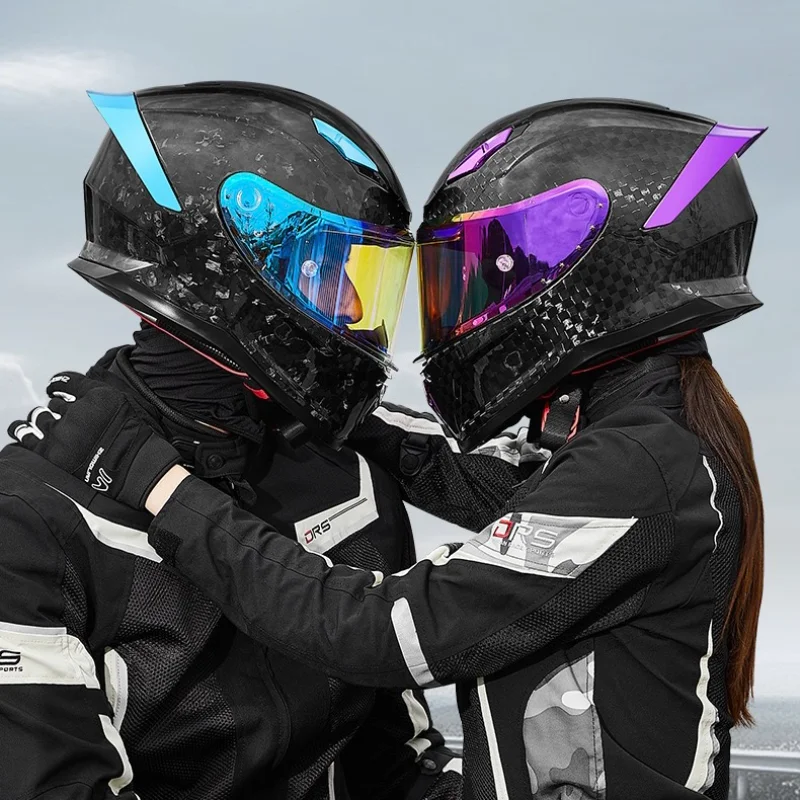 Motorcycle helmet carbon fiber full helmet forged single lens ...