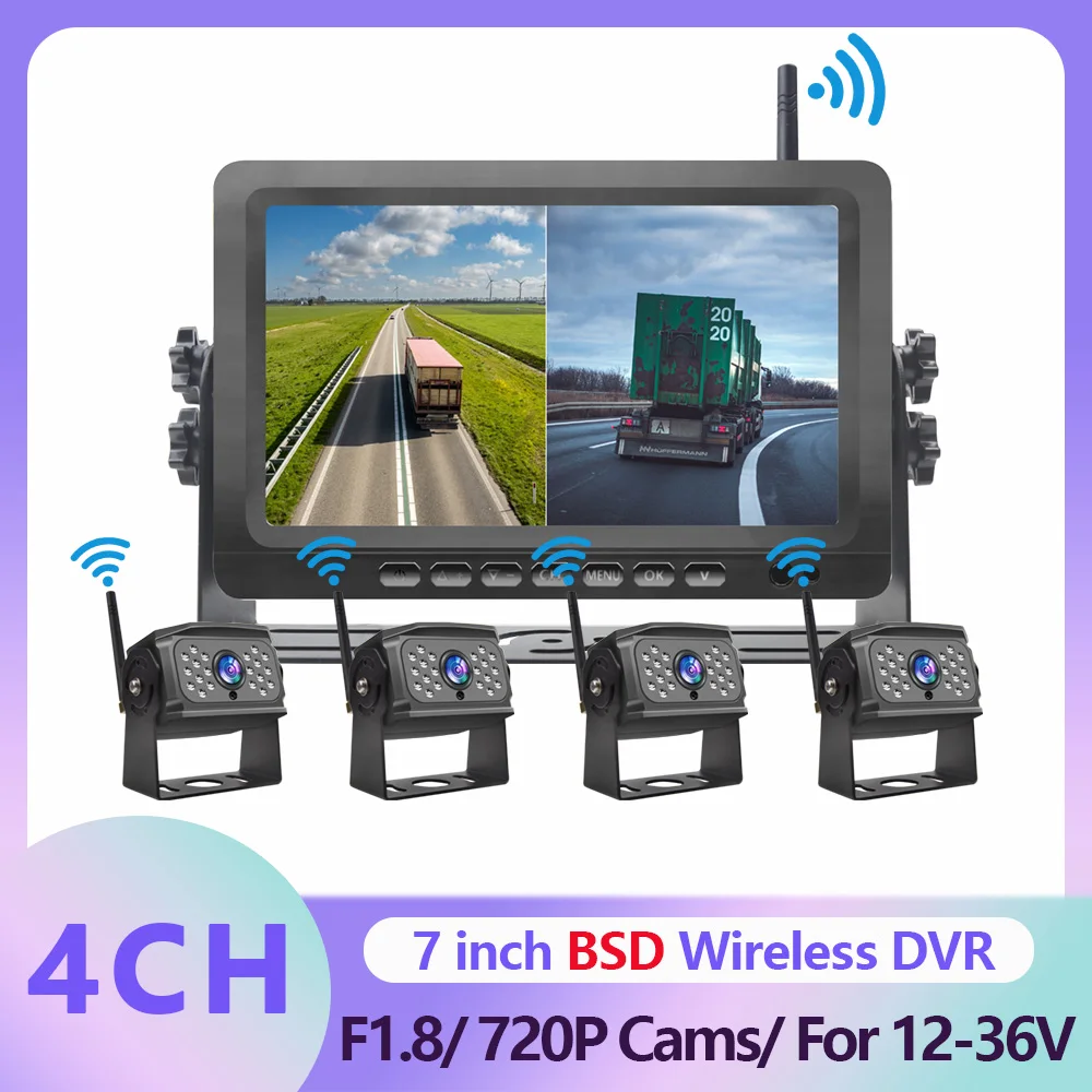 7-4CH-Car-RV-Truck-AHD-Monitor-System-Wireless-WIFI-DVR-Vehicle-CCTV ...