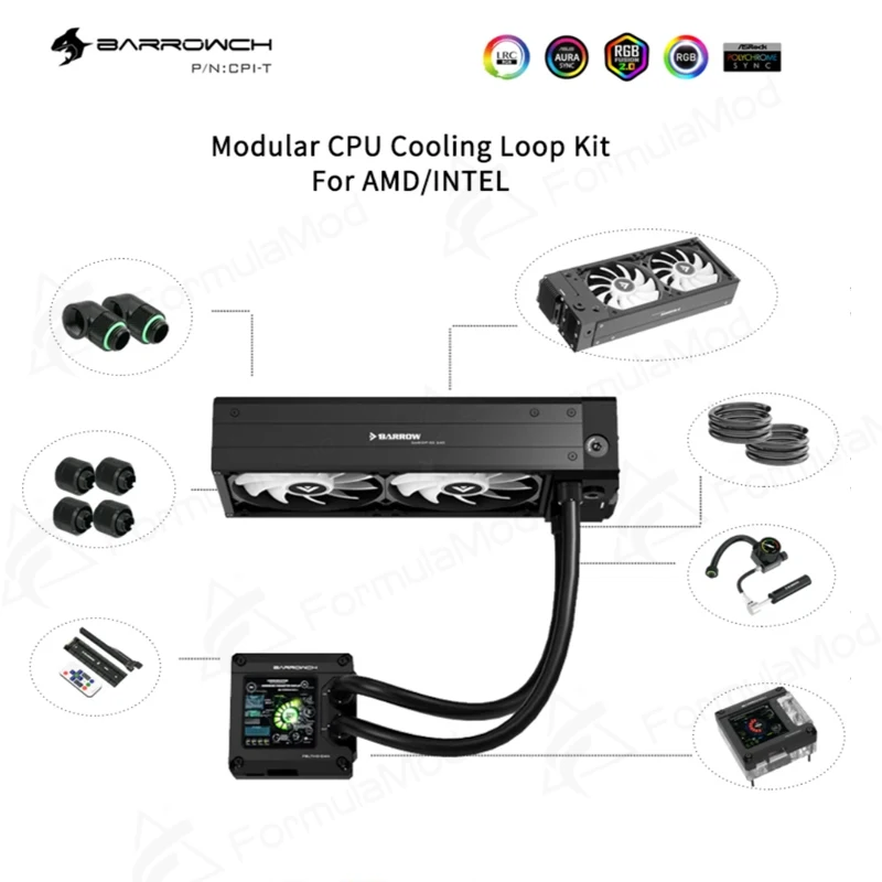 Barrowch Kit de bucle de refrigeración de bloque de CPU Modular, bomba ...