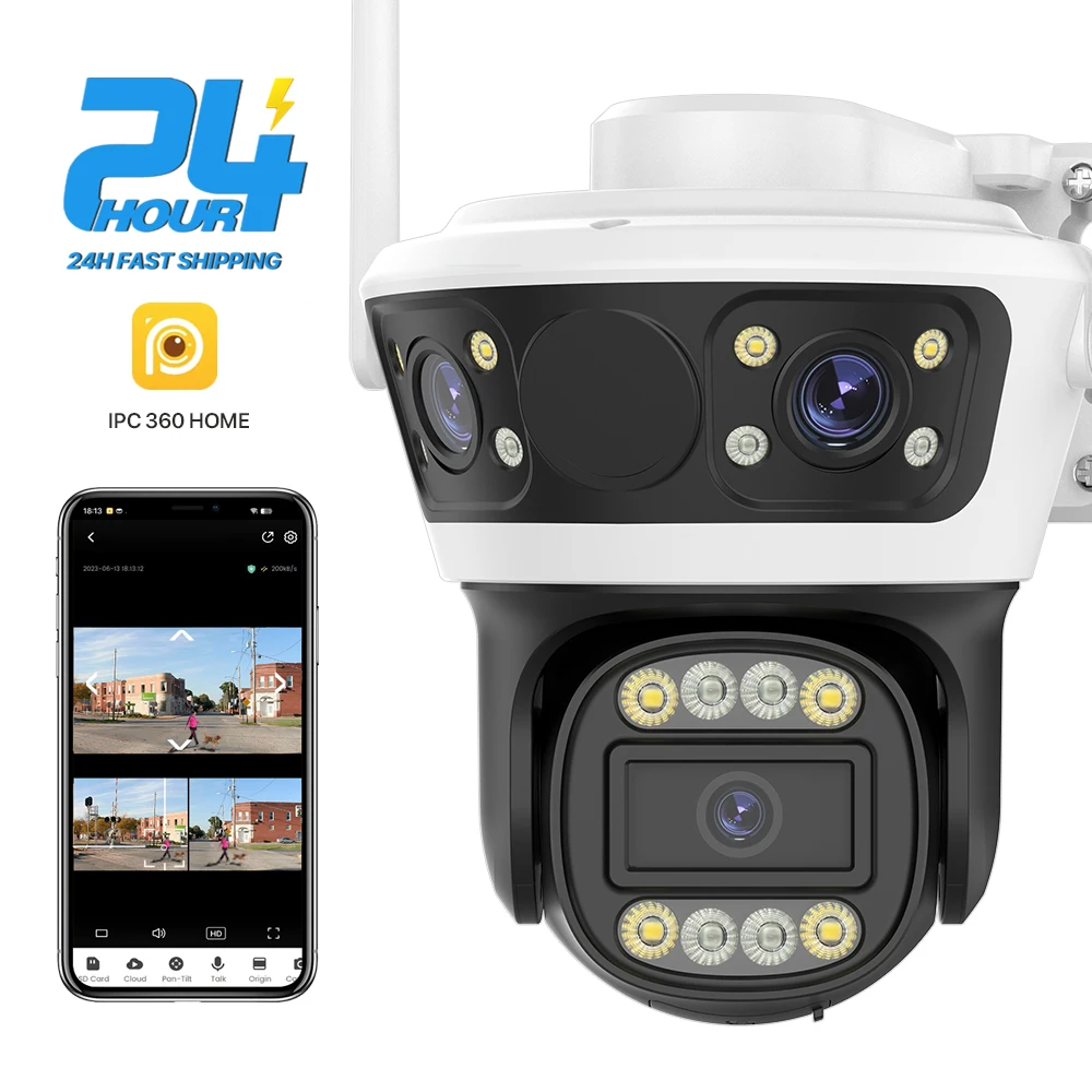 PTZ-WiFi-6K-Three-Lens-Screen-Camera-Outdoor-4K-Dual-Screens-Protection ...