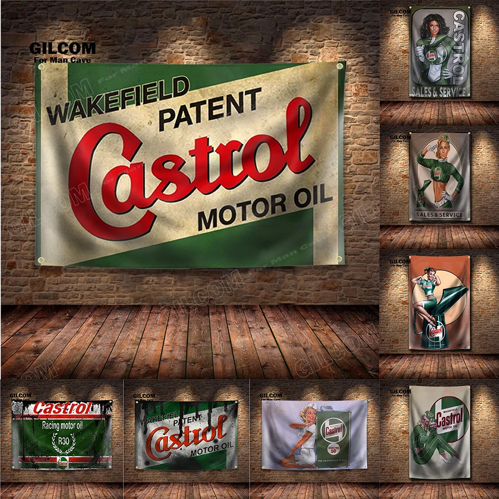 Castrol-Motor-Oil-Retro-Banner-Flag-Poster-Wall-Art-Decoration-AD ...