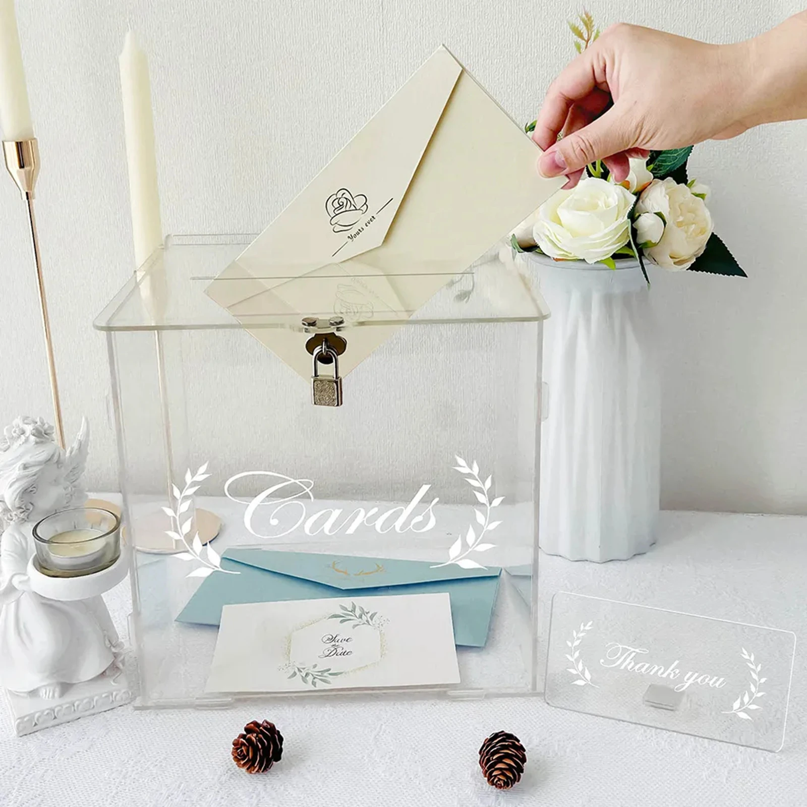 Acrylic Wedding Cards Box Elegant DIY Envelop Gift Card Money Gift ...