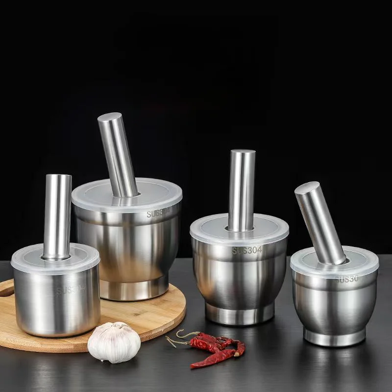 304-Stainless-Steel-Garlic-Pounder-Stone-Mortar-Garlic-Mortar-Mashing ...