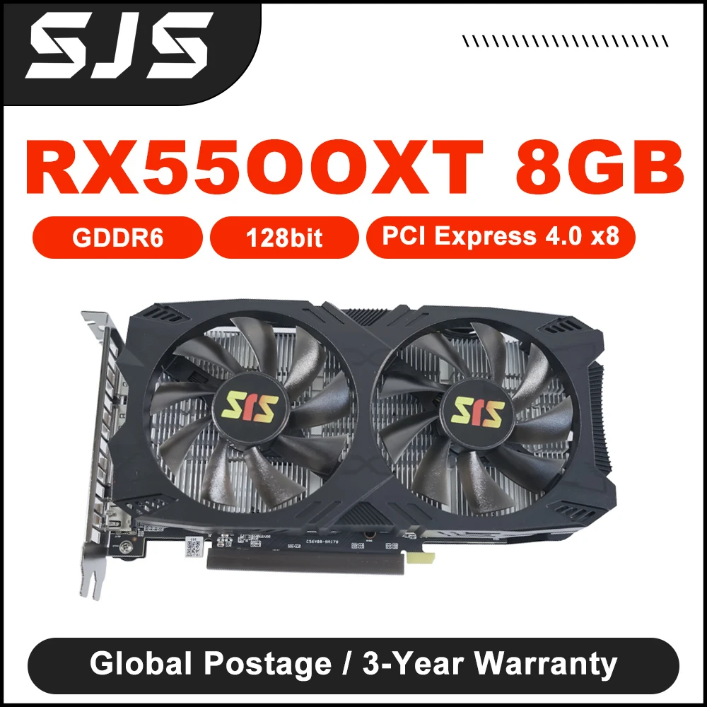 SJS tarjeta gráfica RX5500XT para Gaming Mining, 8G, GDDR6, rx 5500 xt ...