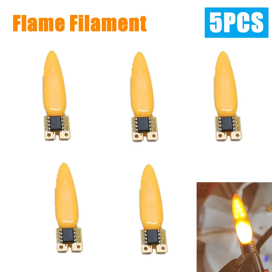 2 Modes 5PCS 3V Led Flash Candles Edison Bulb Flame LED Filament 2200K ...