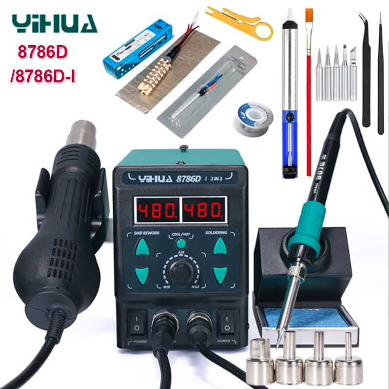 YIHUA-8786D-Soldering-Iron-Hot-Air-Soldering-Station-DIY-Digital-Rework-Station-Phone-Repair-BGA ...