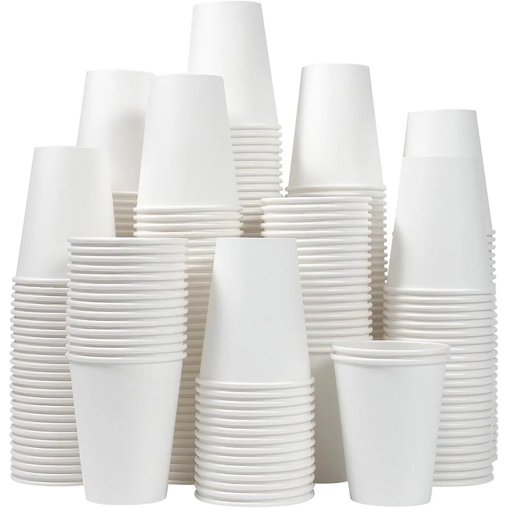 30/50/100/200 Pcs White Paper Cups Disposable Coffee Cups for Hot or ...