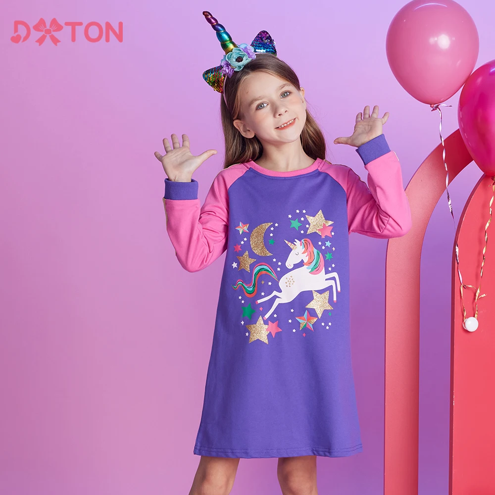 DXTON-Unicorn-Children-Dress-Winter-Long-Sleeve-Kids-Dress-For-Girls ...