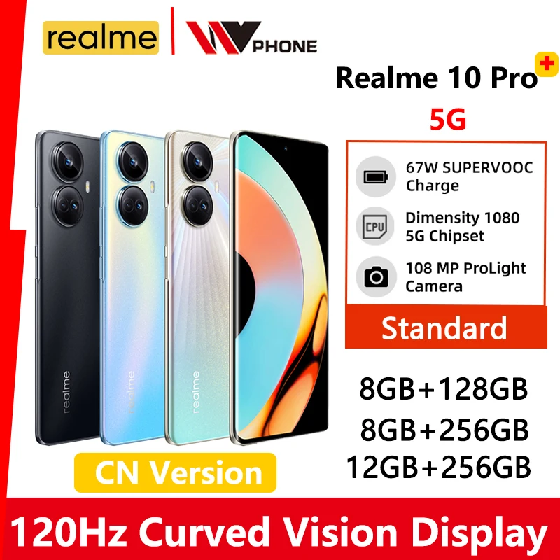 Realme teléfono inteligente 10 Pro Plus, procesador 5G, Dimensity 1080 ...