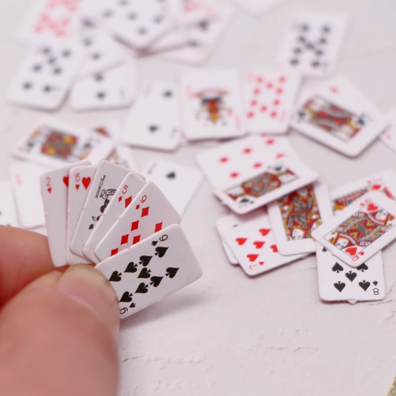 2Set 15X10mm Dollhouse Mini Paper Playing Cards Miniature Simulation ...