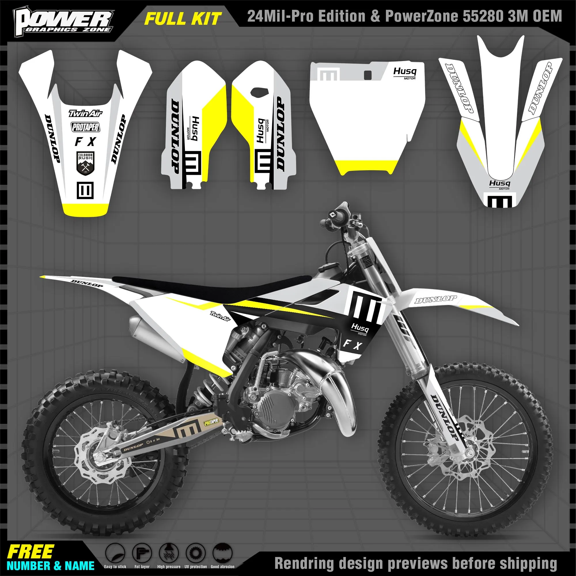 PowerZone Custom Team Graphics Decals 3M Stickers Kit For Husqvarna ...