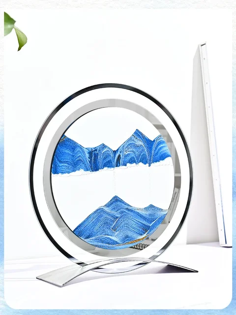 3D Moving Sand Art Quicksand Painting Round Liquid Hourglass Sandscape ...