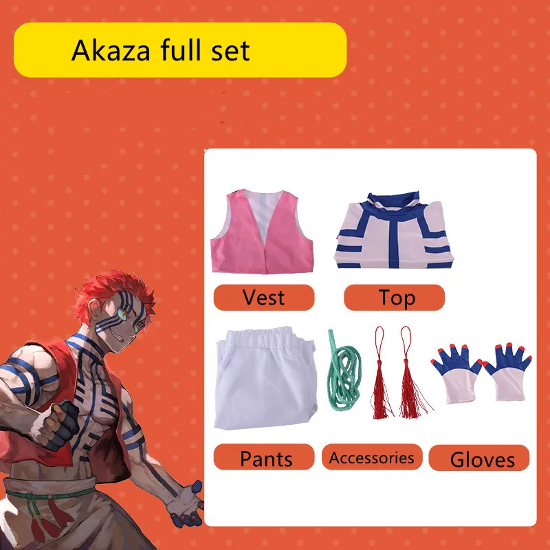 Hot Anime Demon Slayer Akaza Full Set Vest Top Pants For Unisex Adult ...