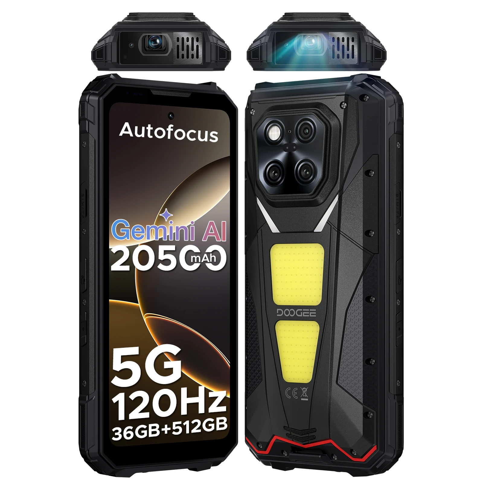 DOOGEE V Max Play 5G Projector Rugged Phone 6.78" Display 20500mAh ...