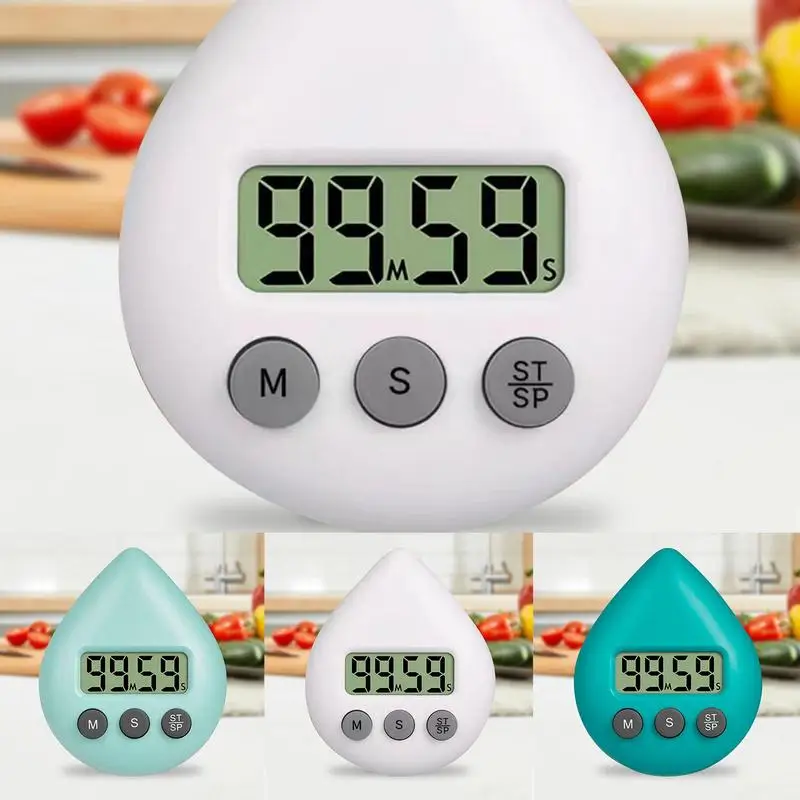 Digital-Kitchen-Timer-Water-Drop-Electronic-Alarm-Clock-Three-Color ...