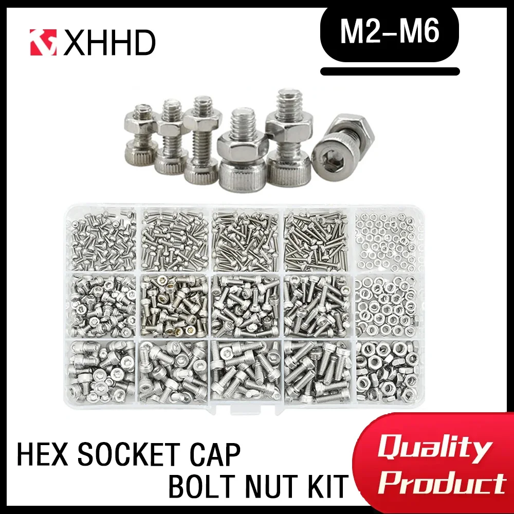Nuts-Bolts-Set-304-Stainless-Steel-Metric-Threaded-Hex-Socket-Cap-Head ...