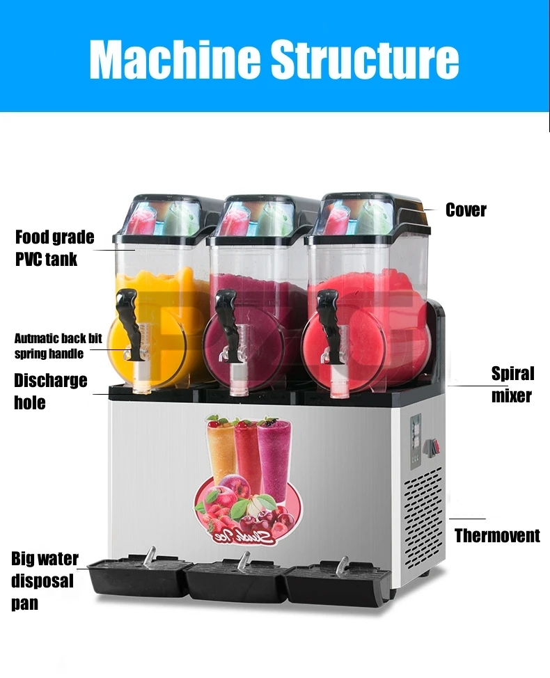 Factory Outlet Ice Cream Slush Machine Margarita Slush Maker 3 Tanks ...