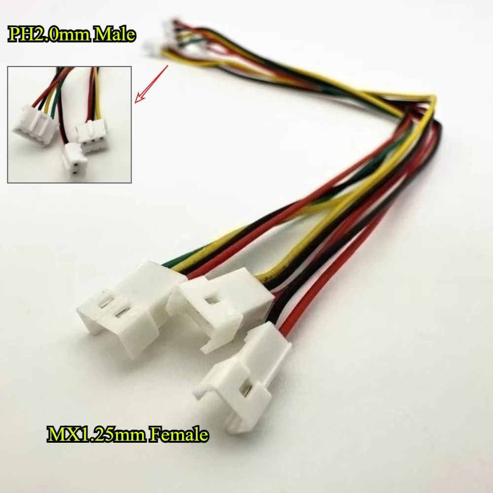 2-50Pcs/lot MX1.25mm Female head to PH2.0mm Male head terminal wire ...