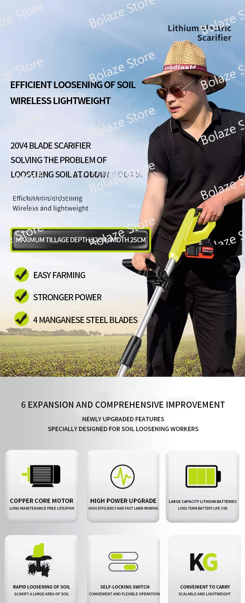 Handheld Lithium-ion Micro Tiller Loosening Machine Agricultural Tiller ...