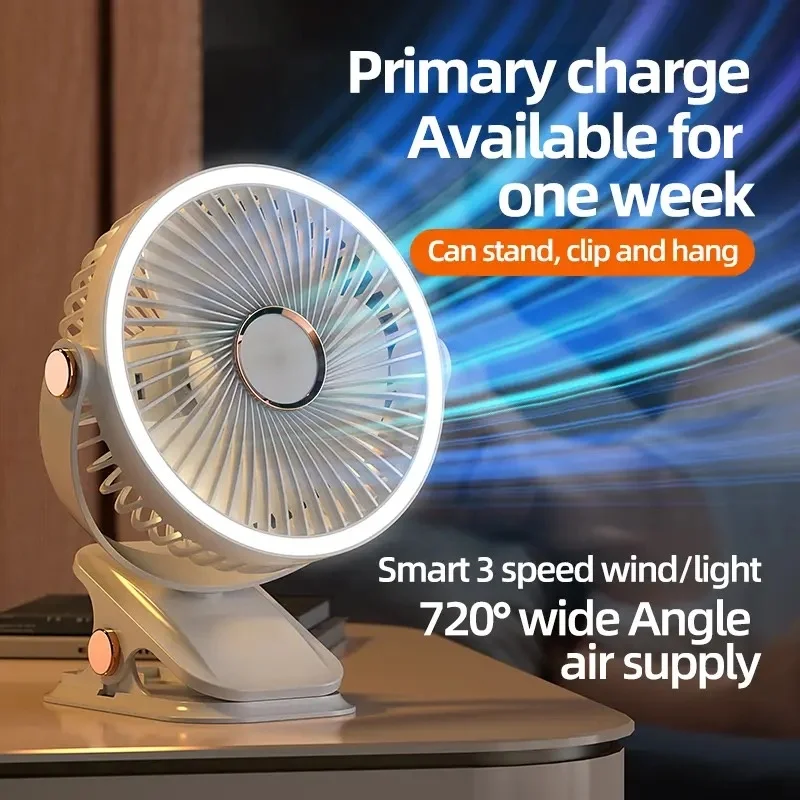 USB-Rechargeable-Table-Fan-Clip-on-Type-Portable-Mini-Desk-Fan-360 ...